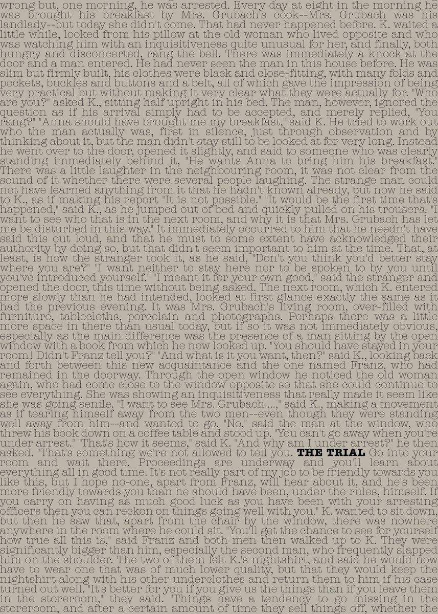 'The Trial Book Text' Poster, picture, metal print, paint by Design ...