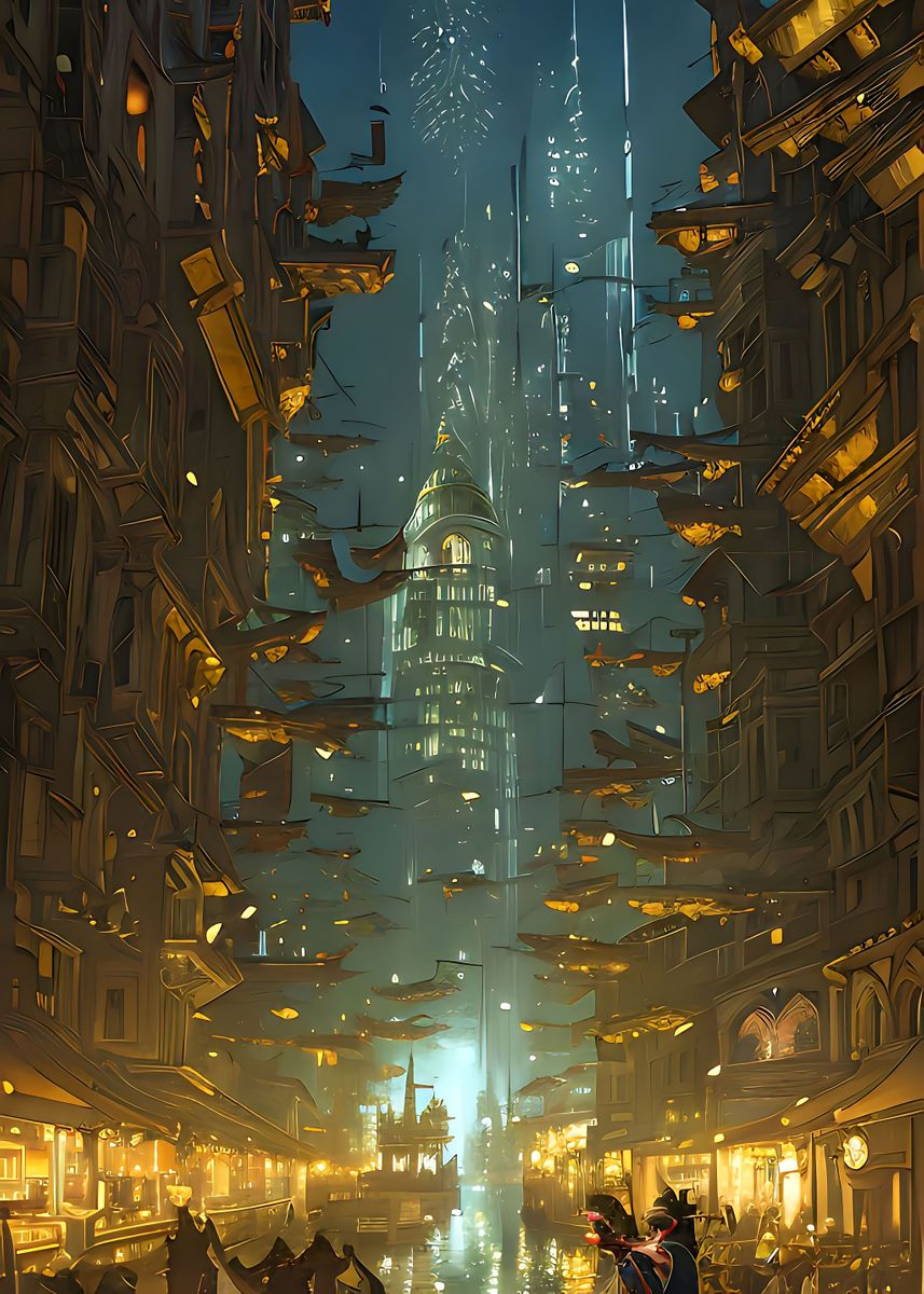 'Gondola In The Nights' Poster, picture, metal print, paint by Alex ...