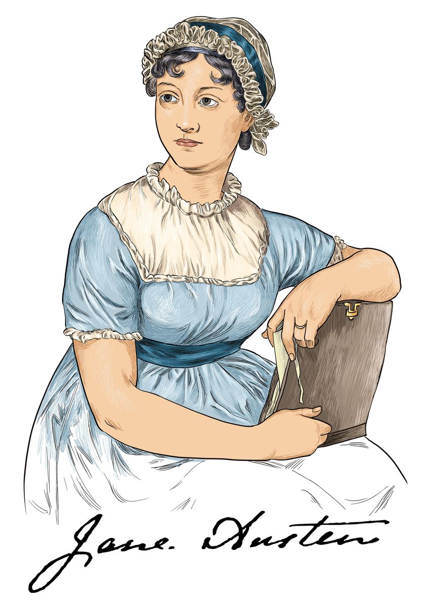 'Jane Austen Writer' Poster, picture, metal print, paint by NoRose | Displate