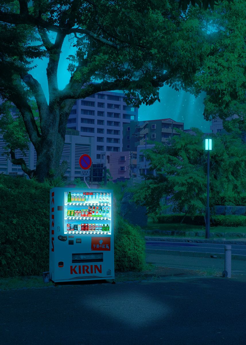 'Japanese Vending Machine' Poster, picture, metal print, paint by ...