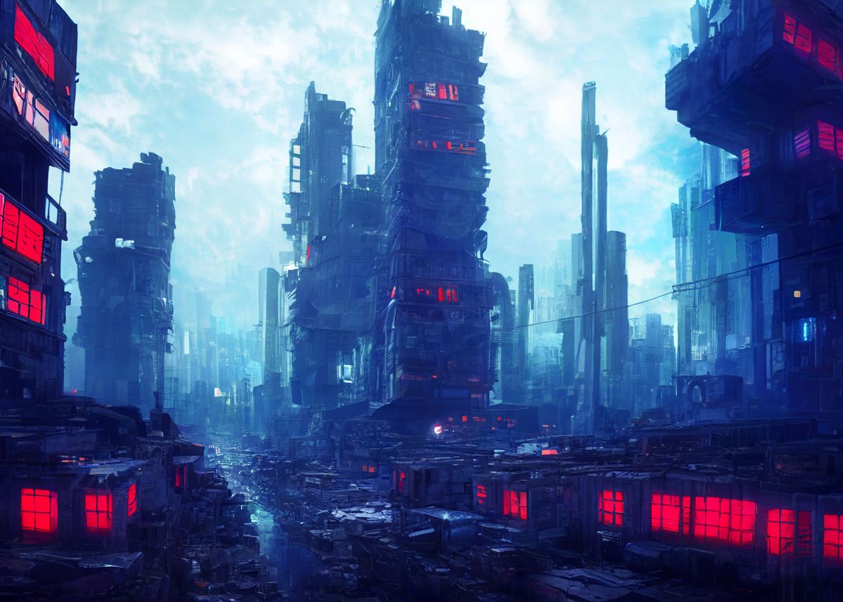 'Cyberpunk City' Poster by 80s Retro | Displate