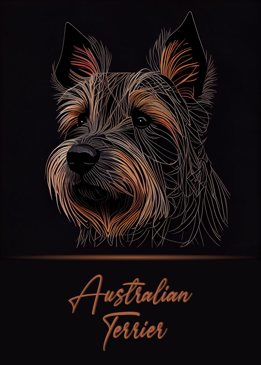 'Australian Terrier' Poster, picture, metal print, paint by Artistic Paradigms | Displate