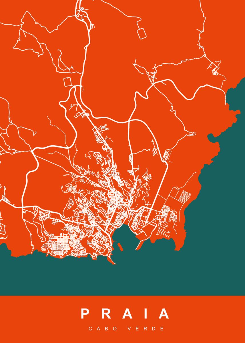 'Map PRAIA CABO VERDE' Poster by UrbanMaps | Displate