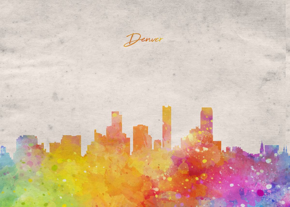 'Denver Skyline Painting' Poster by Tracy Houston | Displate