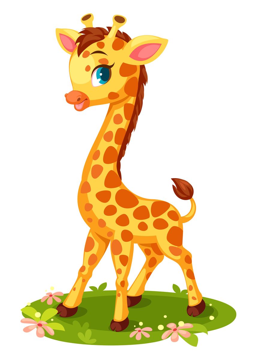 'Cute giraffe cartoon' Poster, picture, metal print, paint by Le Duc ...