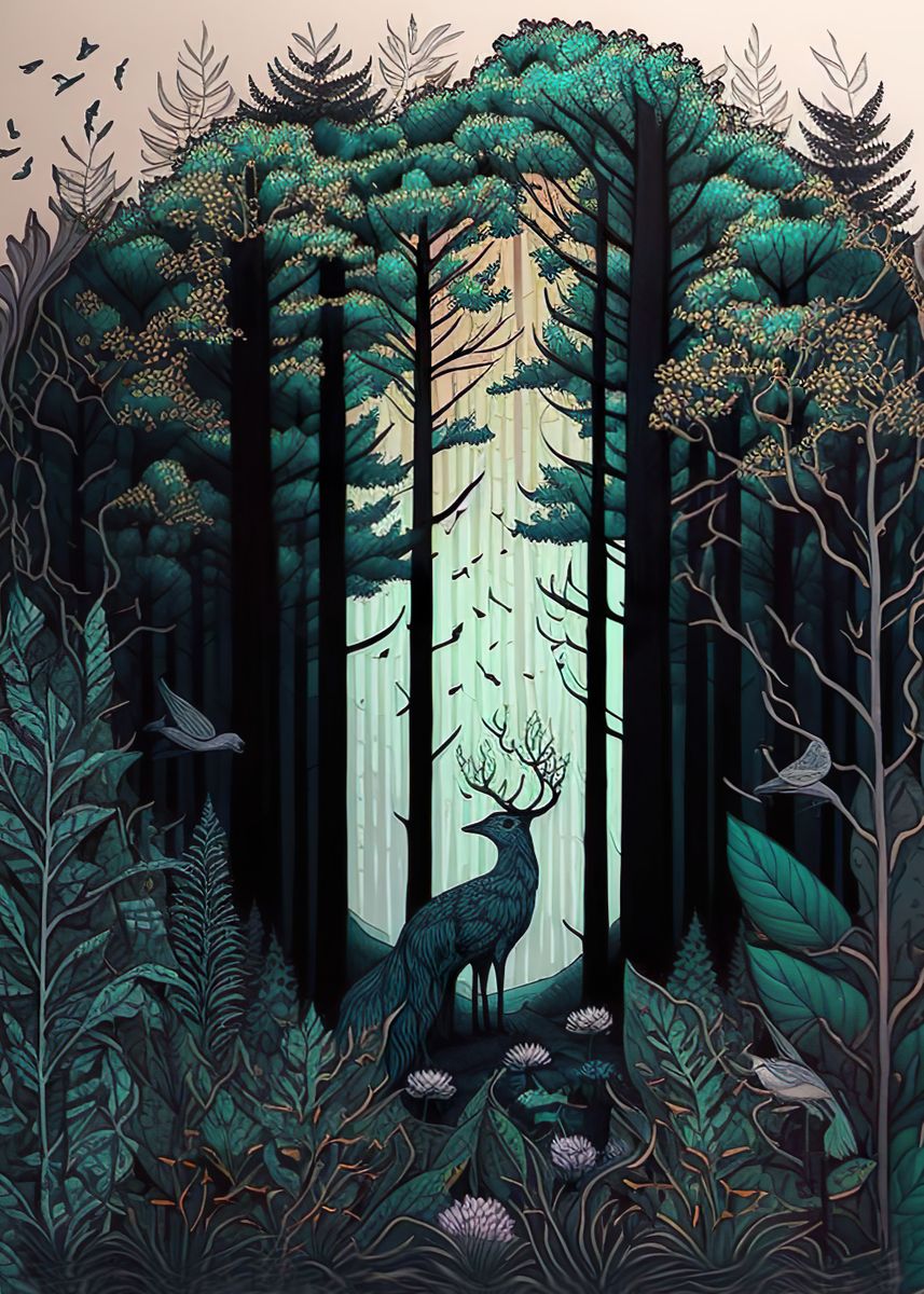 'Neo Traditional Deer' Poster, picture, metal print, paint by MaluBobo ...