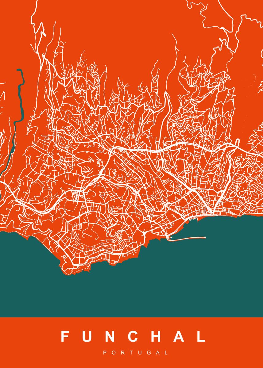 'FUNCHAL PORTUGAL ' Poster, picture, metal print, paint by UrbanMaps ...