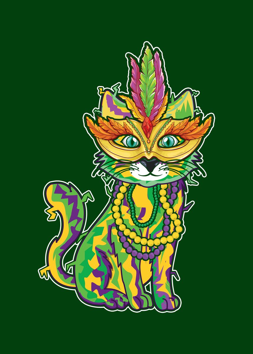 'Cute Cat Festival Parade' Poster, picture, metal print, paint by ...