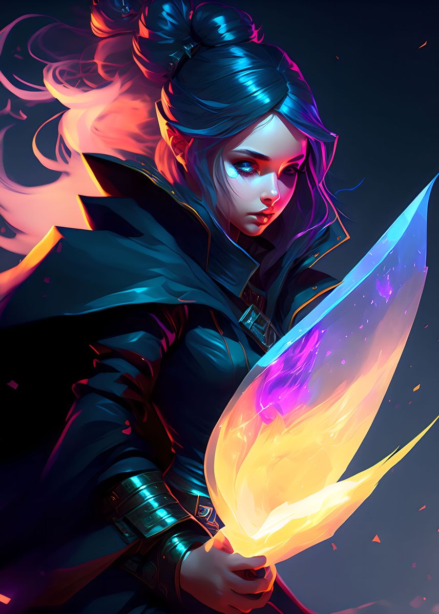 'Wizard girl' Poster, picture, metal print, paint by Lukasz Kobylka ...