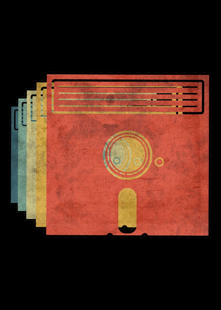 'Floppy Disc Retro Vintage' Poster, picture, metal print, paint by El ...