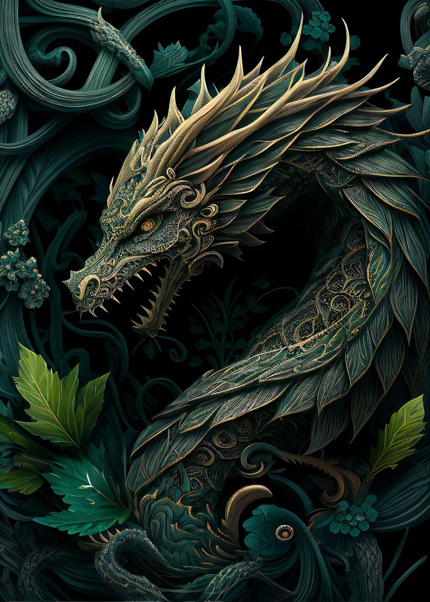 'The Mighty Green Dragon' Poster, picture, metal print, paint by ...