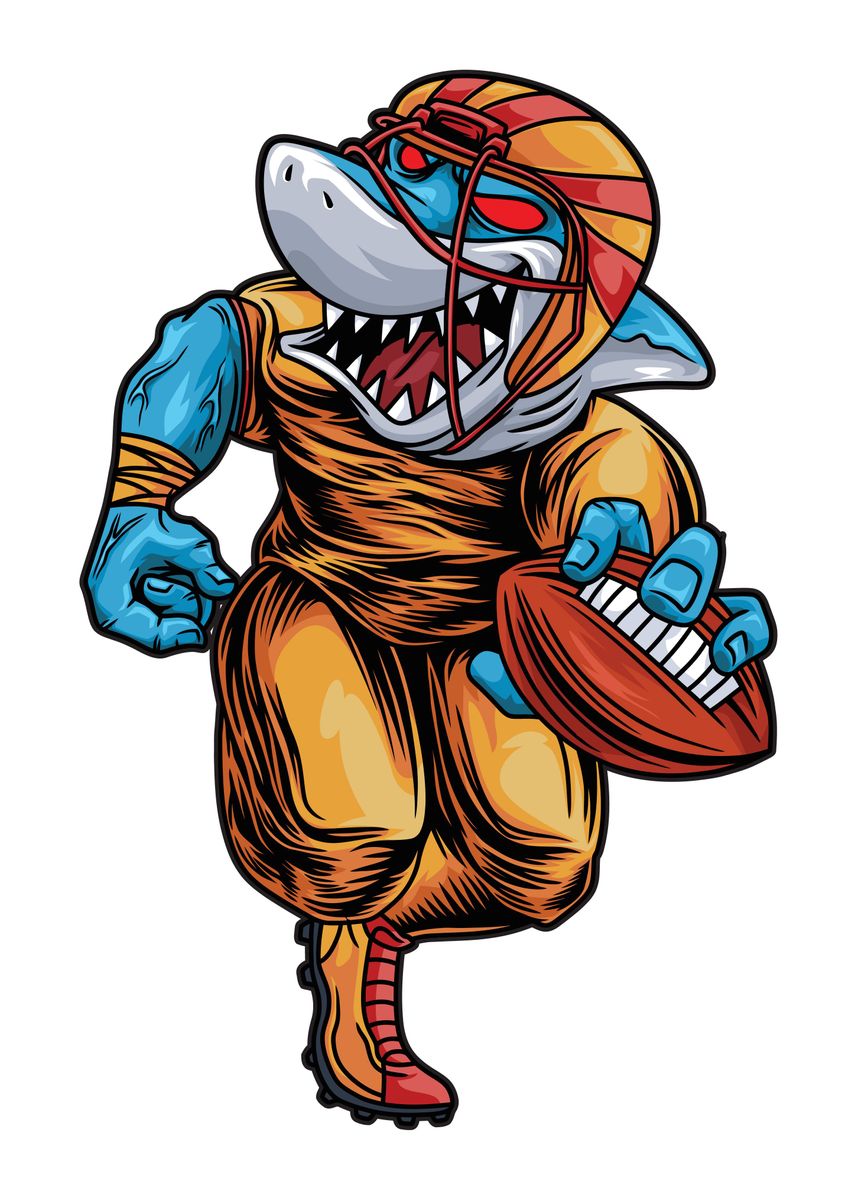 'Shark American Football' Poster, picture, metal print, paint by hendra ...