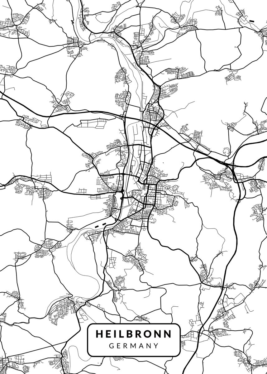 'Heilbronn Germany Map' Poster, picture, metal print, paint by Raka ...
