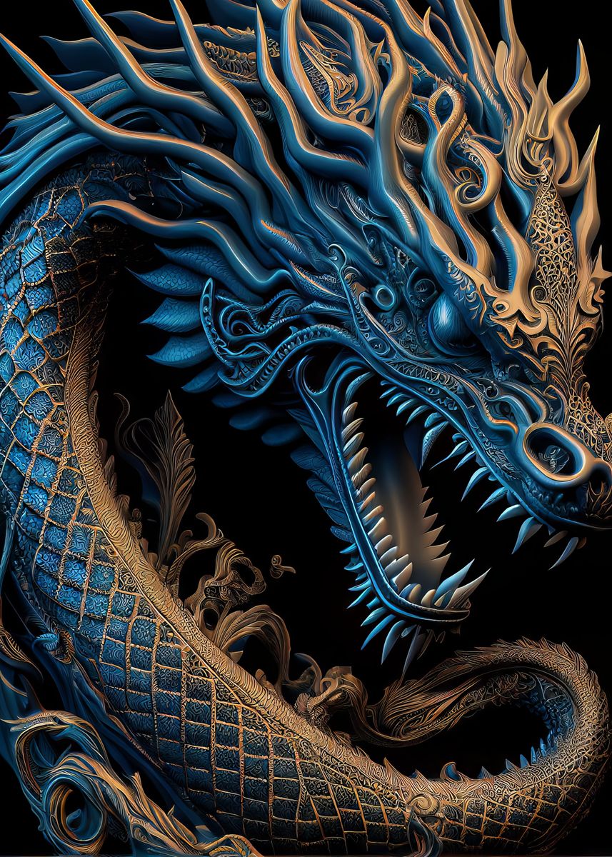 'The Mighty Blue Dragon' Poster, picture, metal print, paint by ...