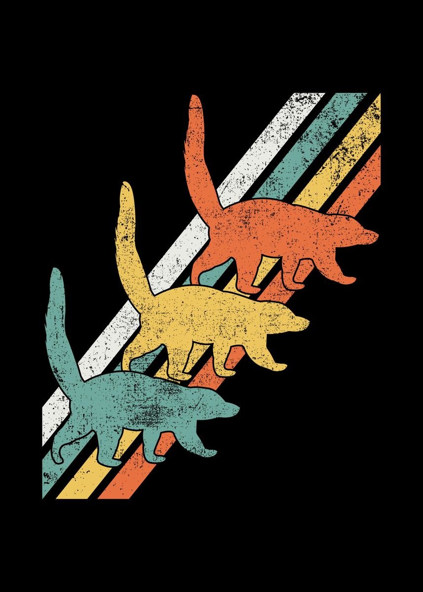 'Coati Coatimundi' Poster, picture, metal print, paint by Mealla | Displate