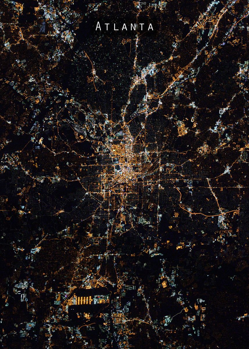 'Atlanta at night' Poster, picture, metal print, paint by Marcel ...