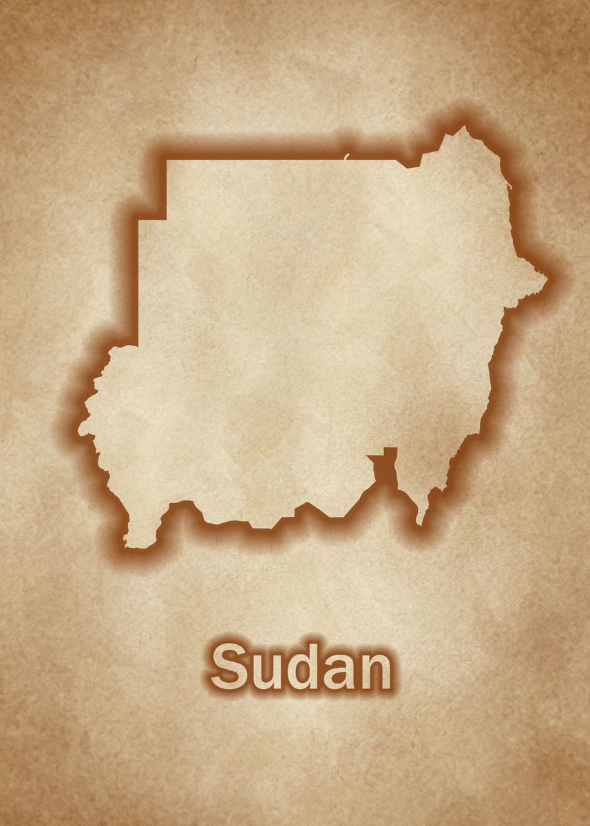 'Sudan vintage map glow' Poster by The Volcano | Displate