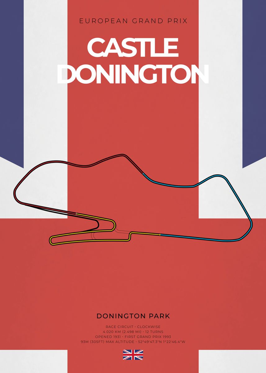 'Castle Donington F1 Track' Poster, picture, metal print, paint by aio | Displate