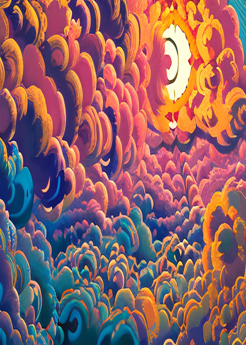 'Colorful lovable clouds ' Poster, picture, metal print, paint by AKAI ...