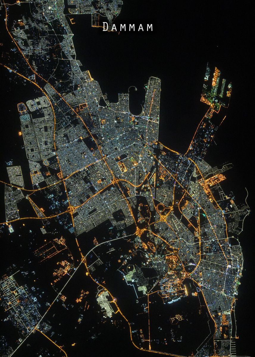 'Dammam at night' Poster, picture, metal print, paint by Marcel Clemens ...