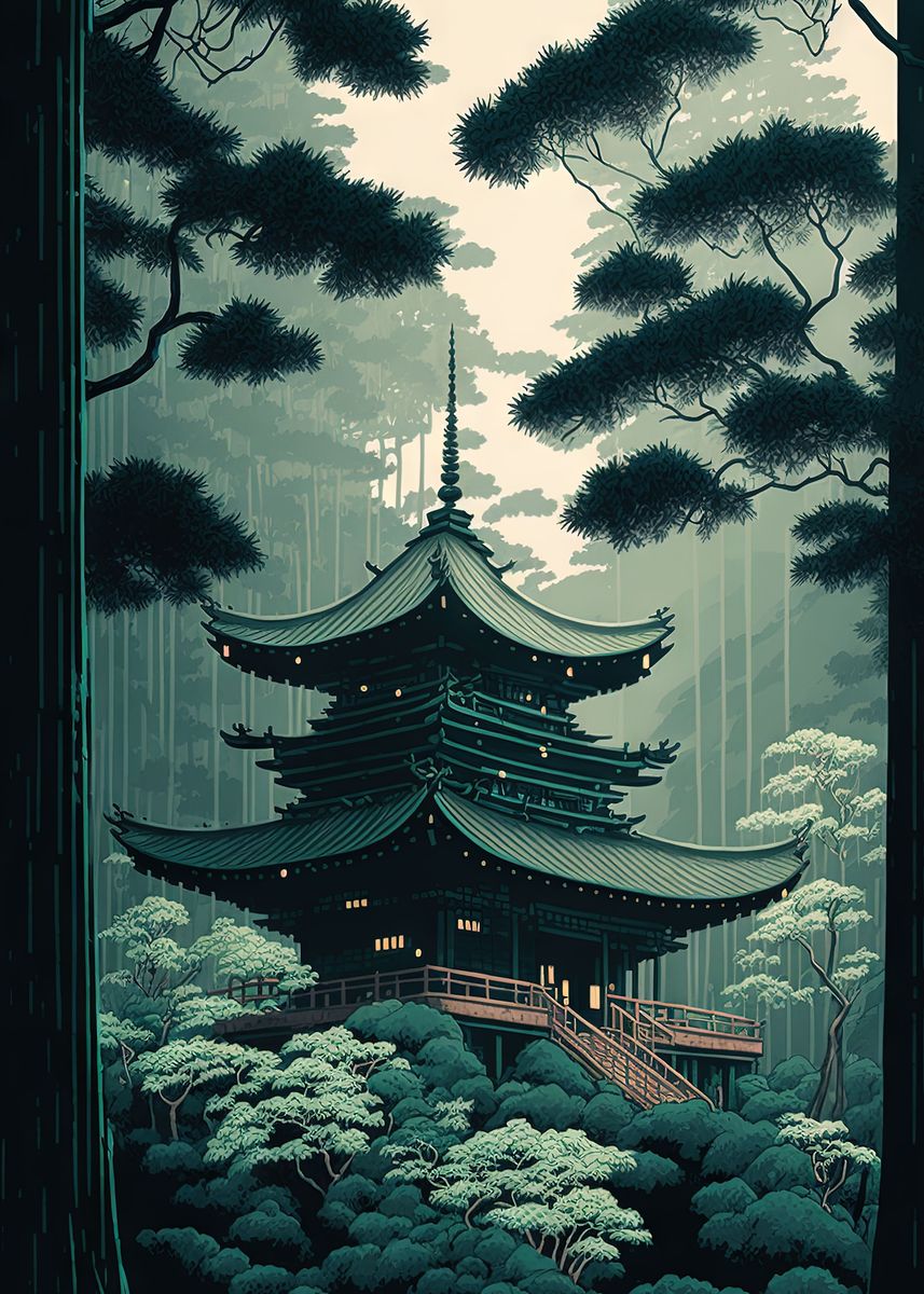 'Classic Japanese House' Poster, picture, metal print, paint by ...