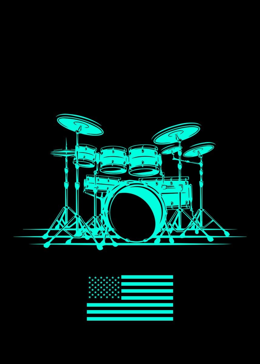 'DRUMMER NEON' Poster, picture, metal print, paint by Atomic Chinook ...