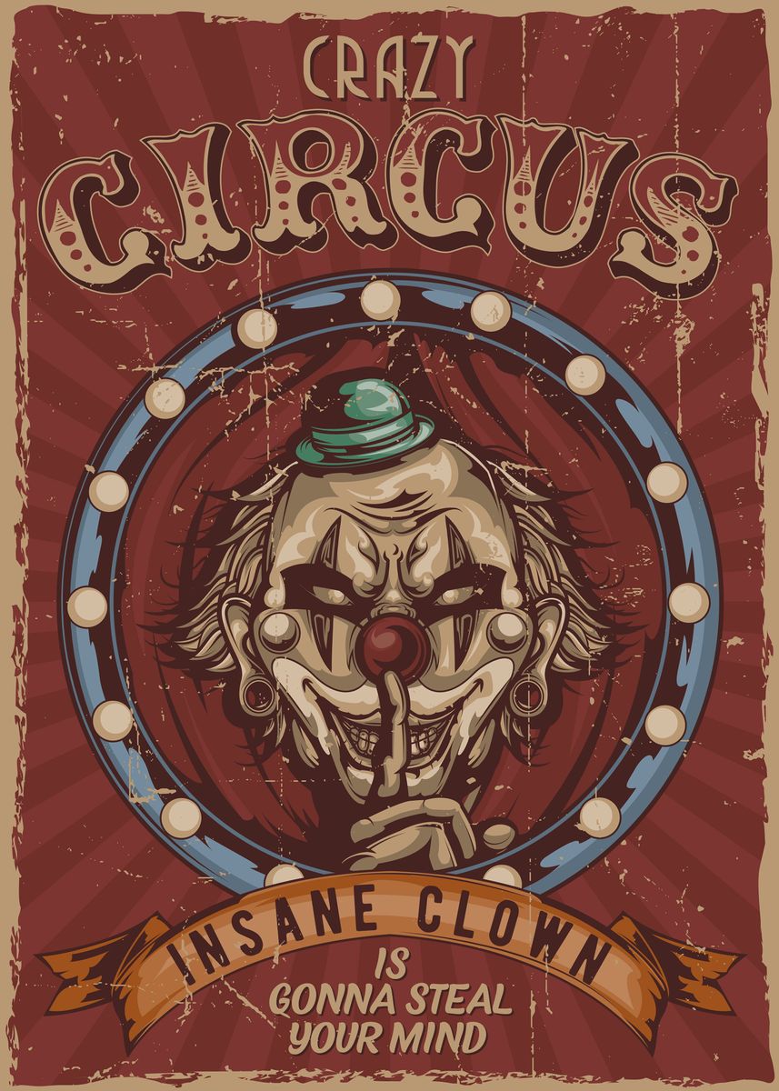 'Vintage Circus Clown' Poster, picture, metal print, paint by Tom Cage ...