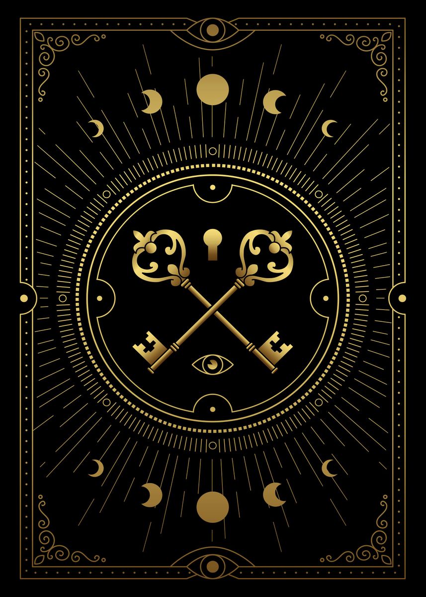 'Tarot two mystical keys' Poster, picture, metal print, paint by ...