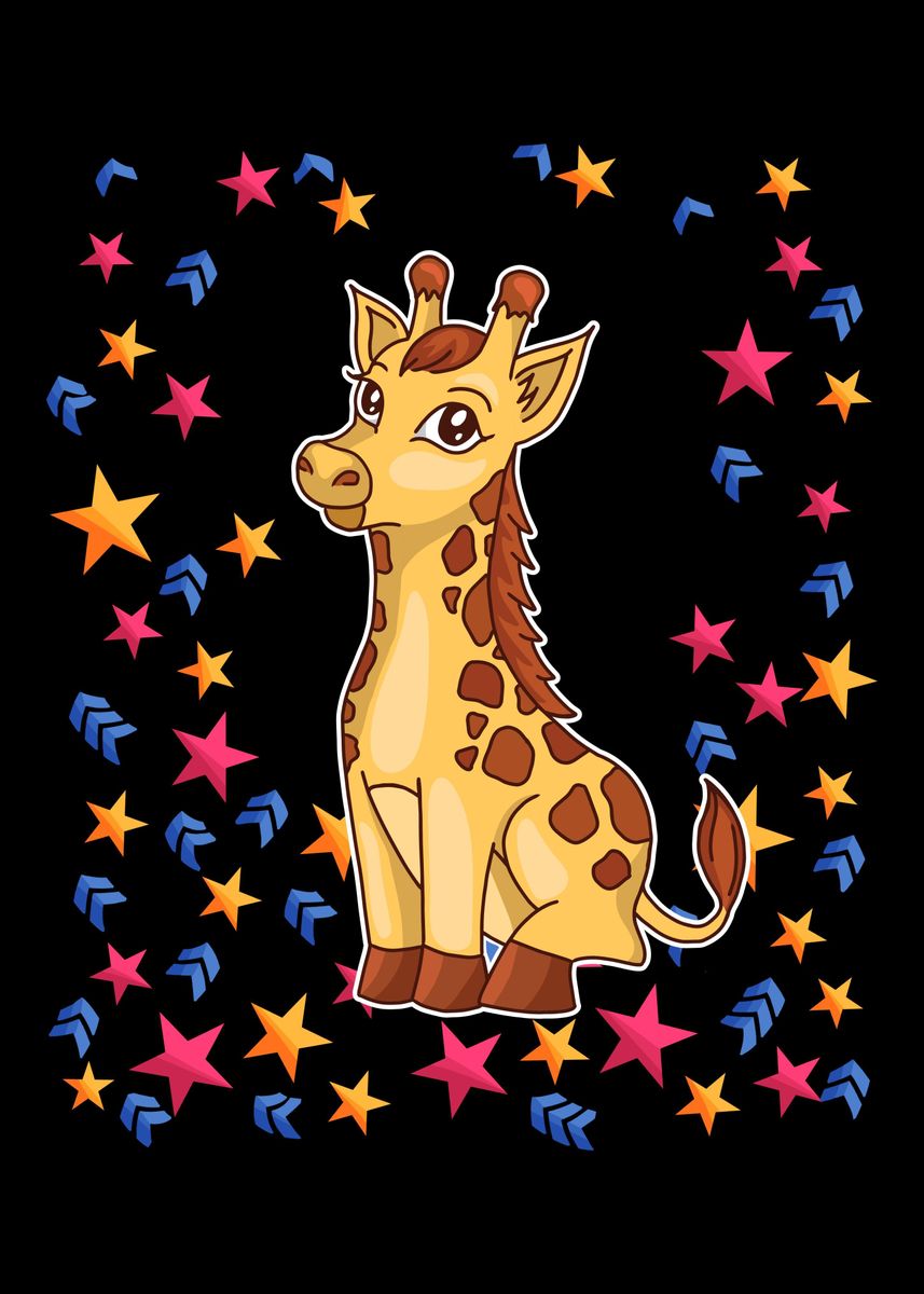 'Giraffe with stars' Poster, picture, metal print, paint by fansinn ...