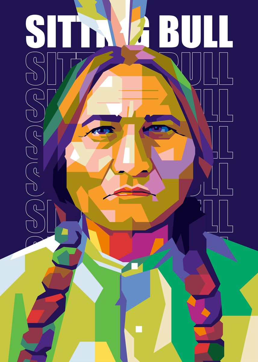 'Sitting Bull Popart' Poster, picture, metal print, paint by Erick Sato ...