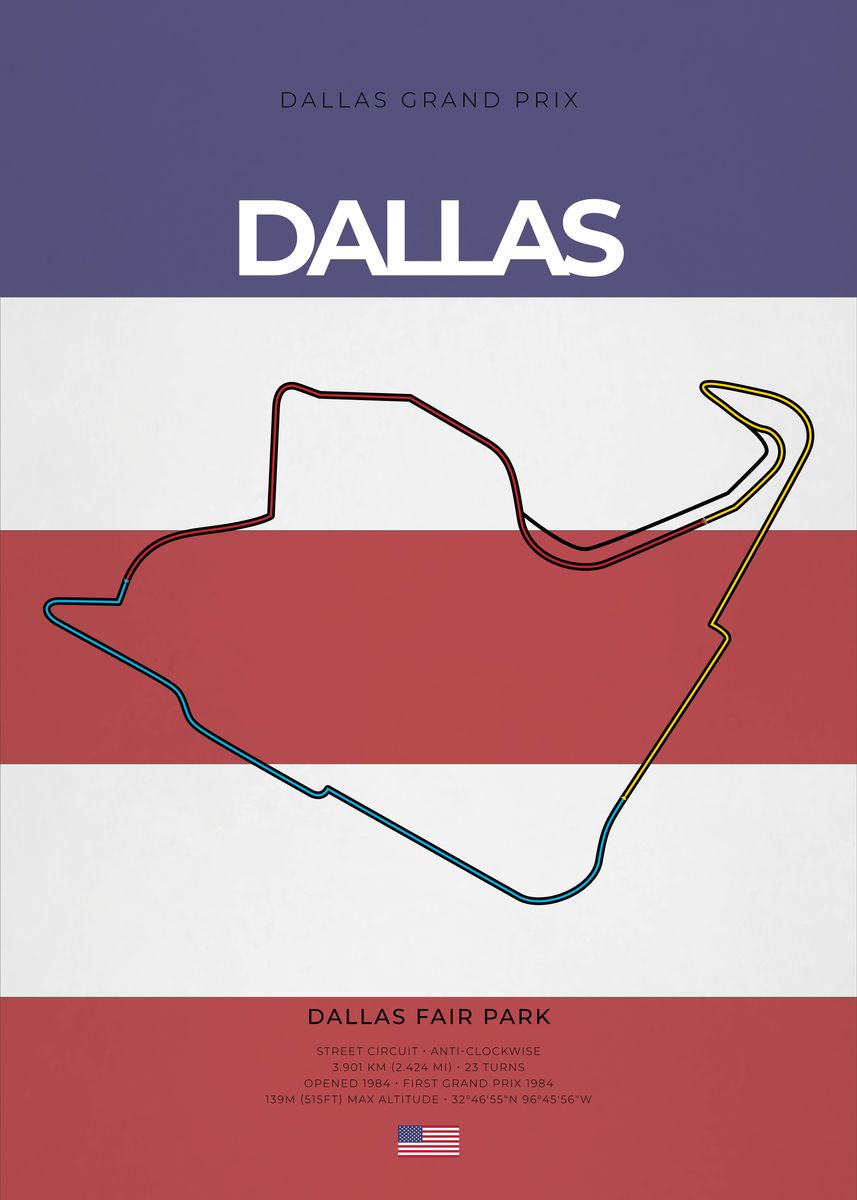 'Dallas Formula One Circuit' Poster, picture, metal print, paint by aio ...