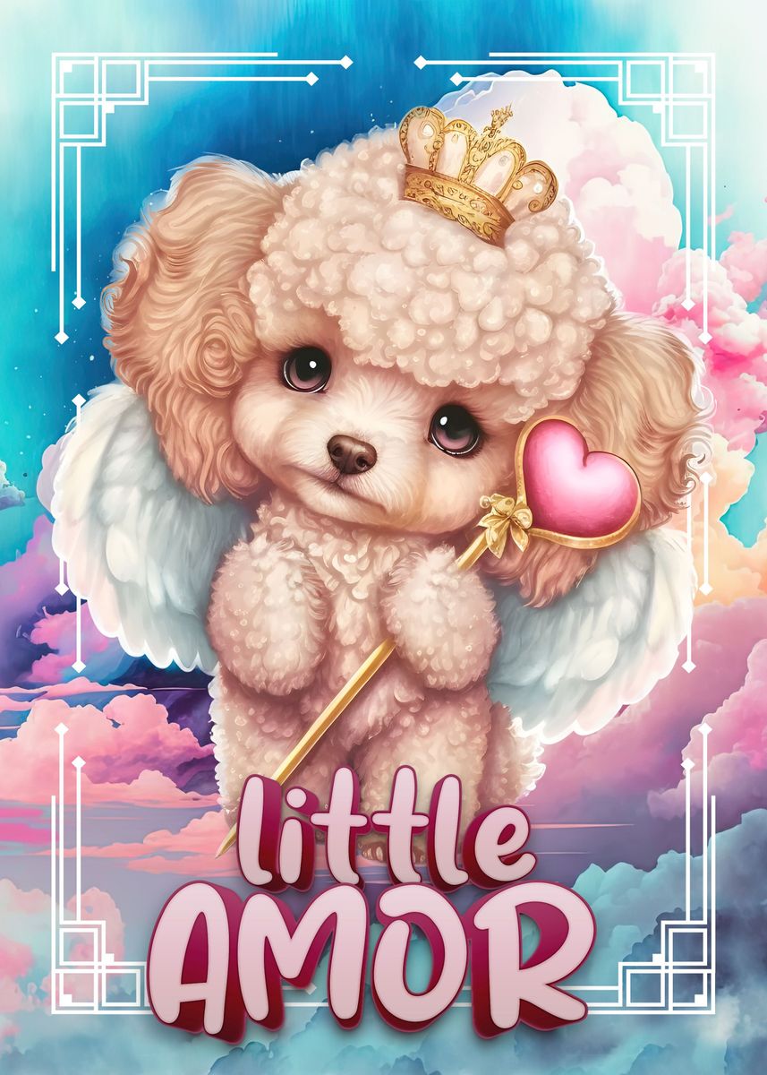 'Cute Poodle Love God' Poster, picture, metal print, paint by Stefan ...