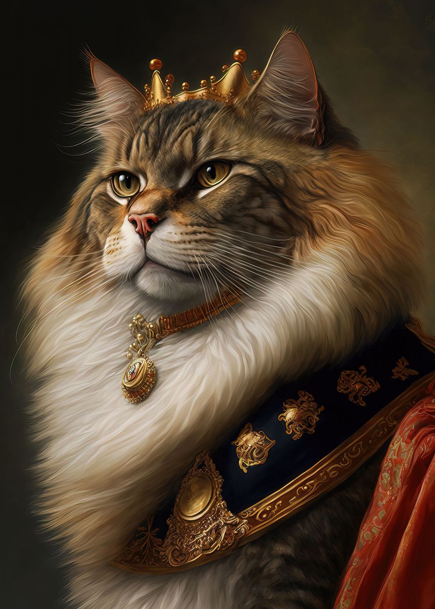 'Royal Cat' Poster, picture, metal print, paint by Markus Weber | Displate