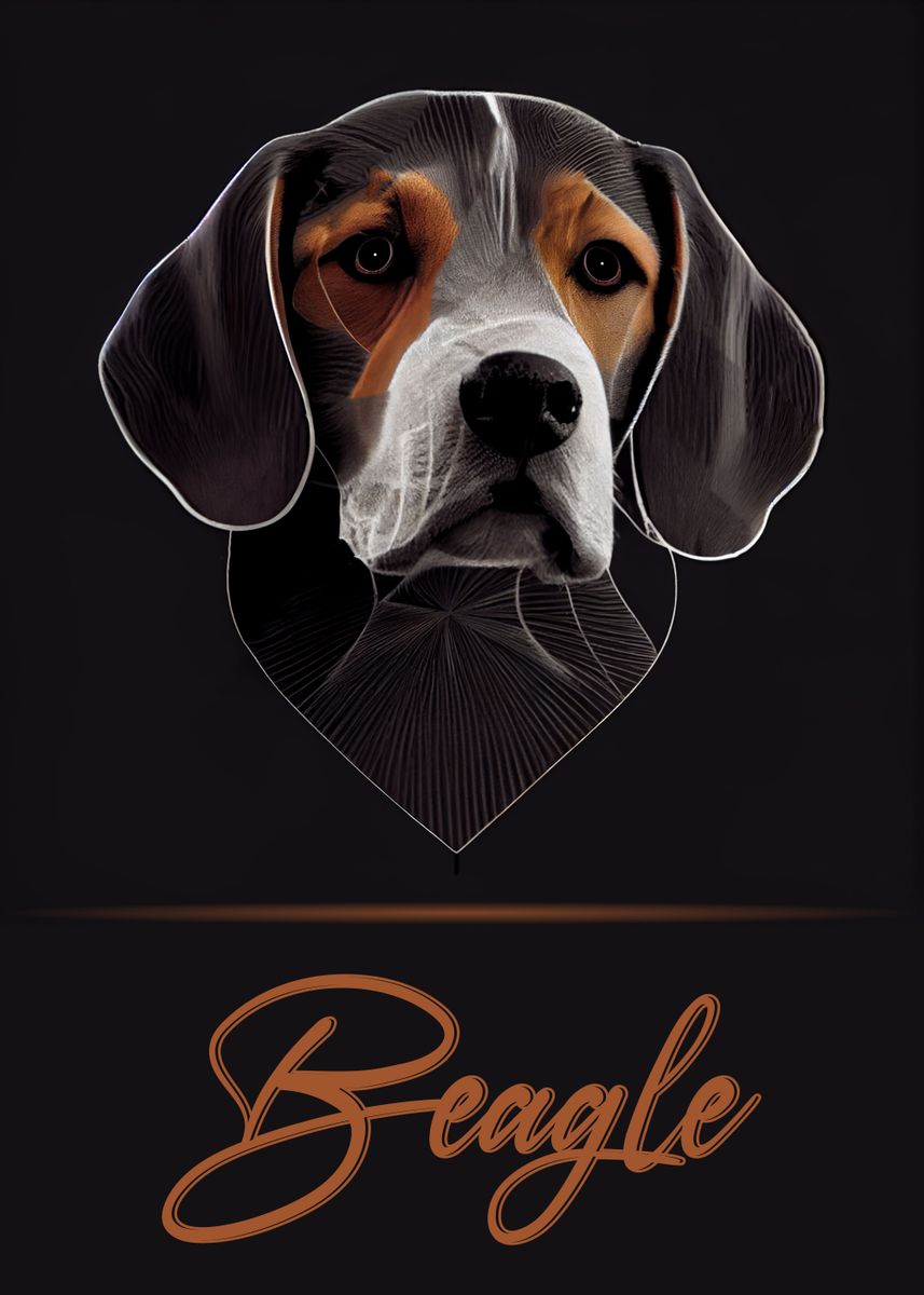 'Elegant Beagle' Poster, picture, metal print, paint by Artistic ...