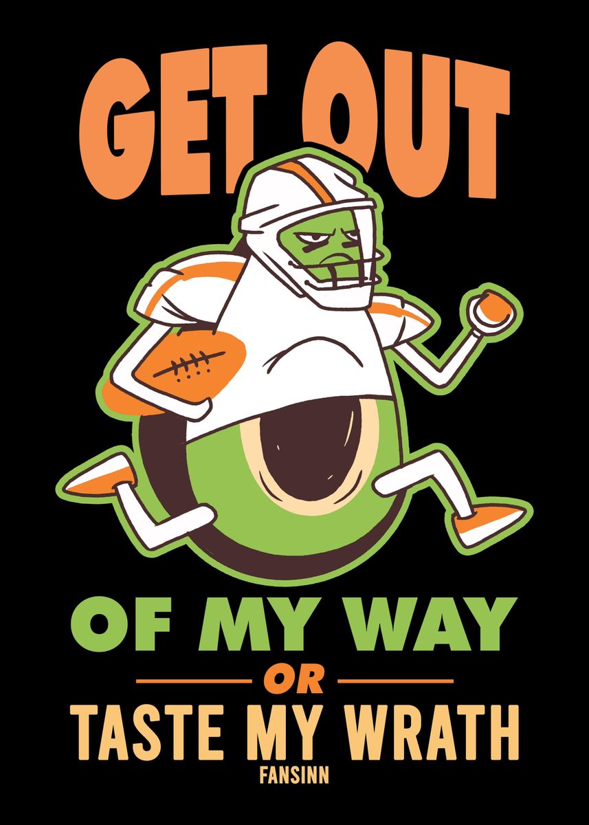 'Avocado American Football ' Poster, picture, metal print, paint by ...