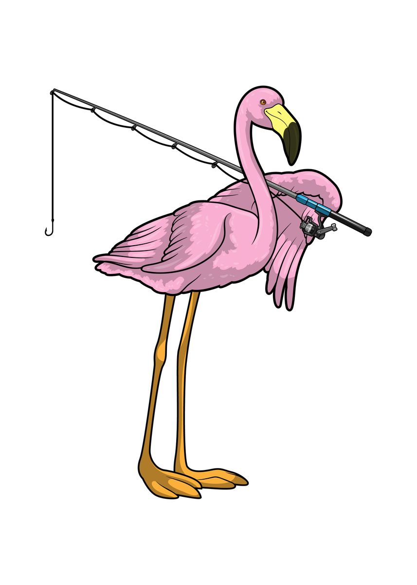 'Flamingo Fisher Fishing' Poster, picture, metal print, paint by Markus ...