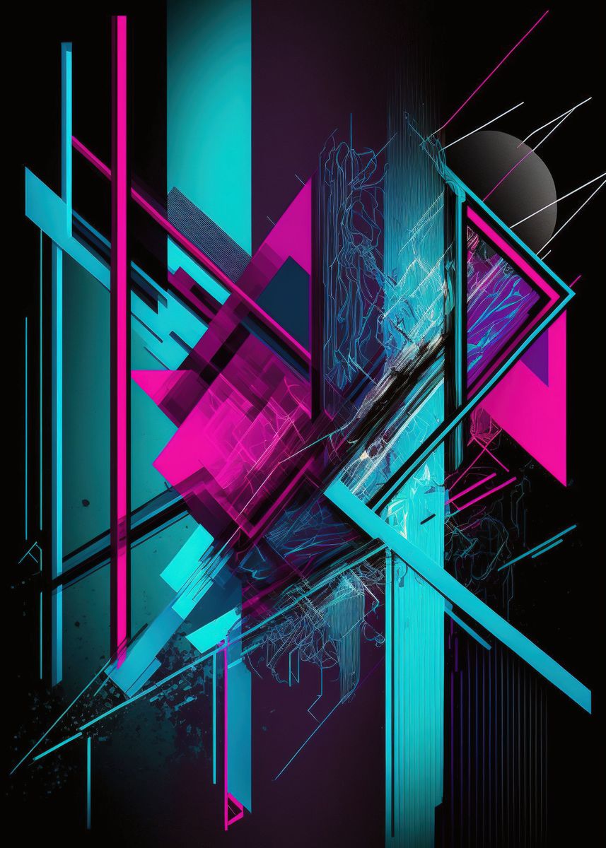 'Abstract Neon Pattern 4' Poster, picture, metal print, paint by Ryan ...