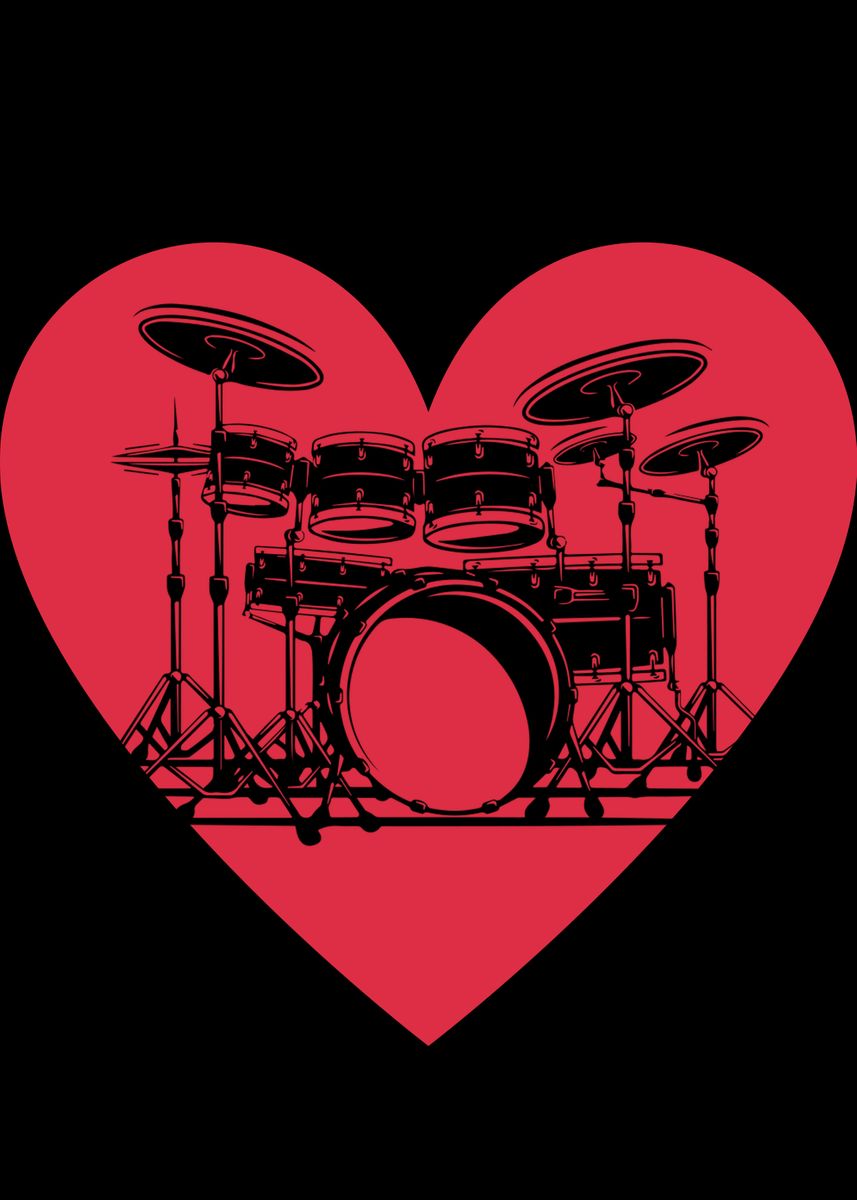 'DRUMMER HEART RETRO' Poster, picture, metal print, paint by Atomic ...