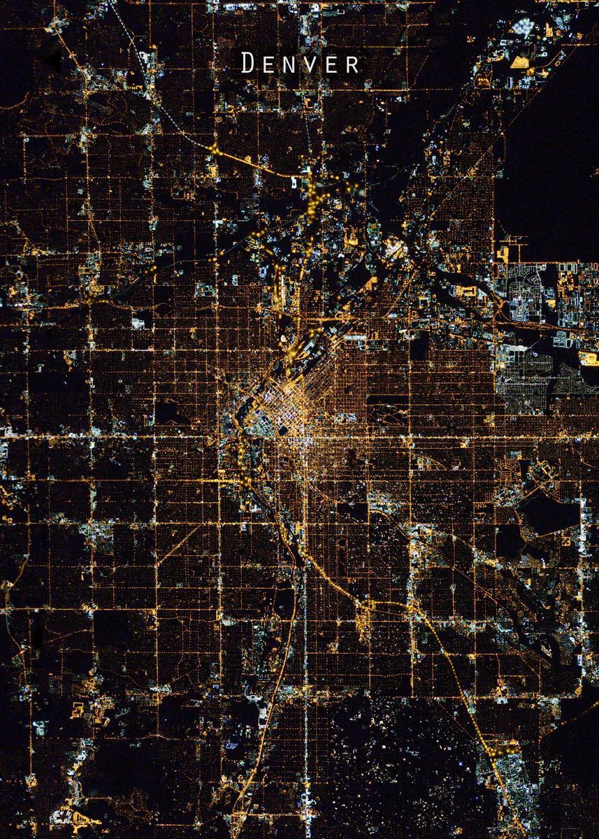 'Denver at night' Poster by Marcel Clemens | Displate