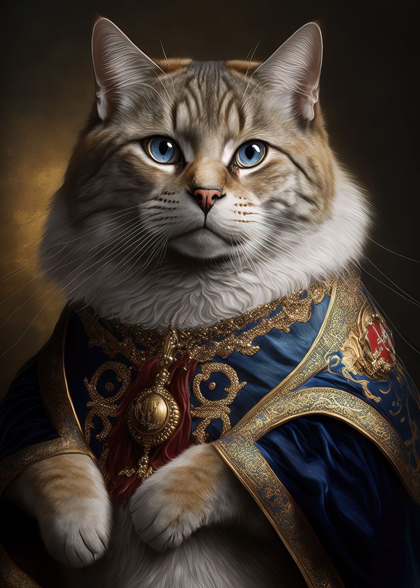 'Royal Cat' Poster, picture, metal print, paint by Markus Weber | Displate