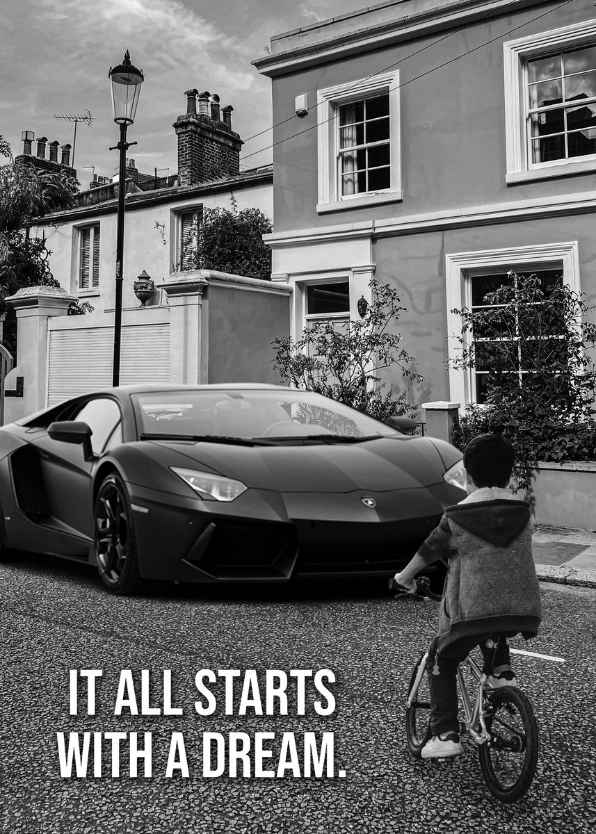 'Starts With A Dream Lambo' Poster, picture, metal print, paint by CHAN ...