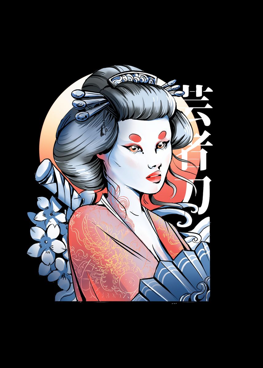 'Geisha' Poster, picture, metal print, paint by Cool Till Death | Displate