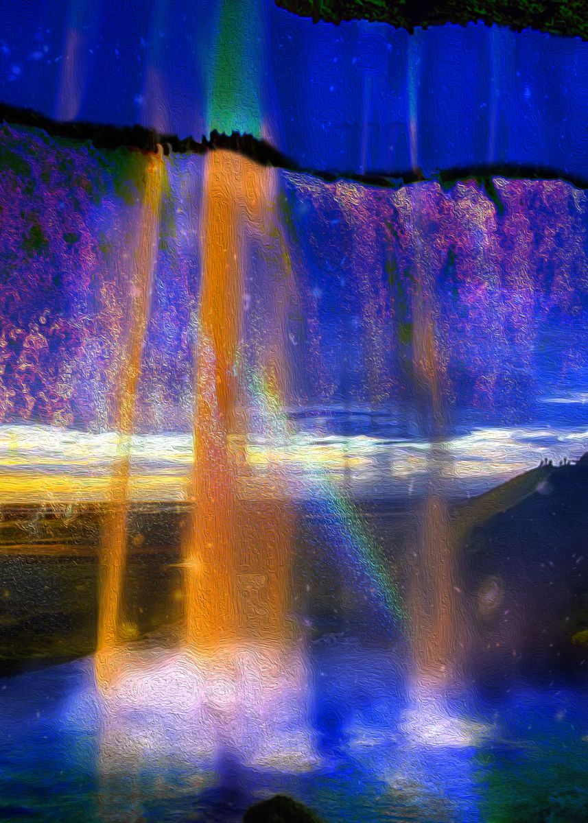 'Colorful Vibrant Waterfall' Poster, picture, metal print, paint by ...