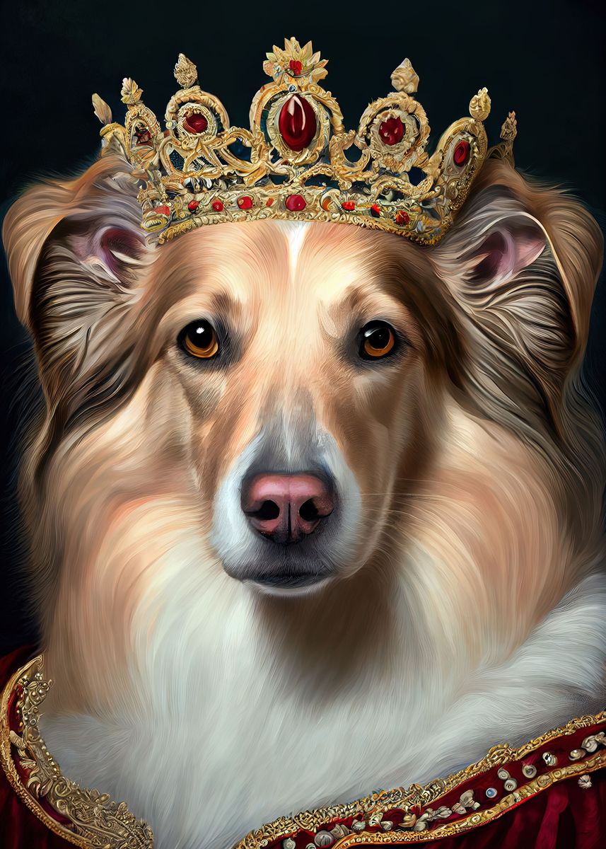 'Queen Collie Dog ' Poster, picture, metal print, paint by Swan Dee ...