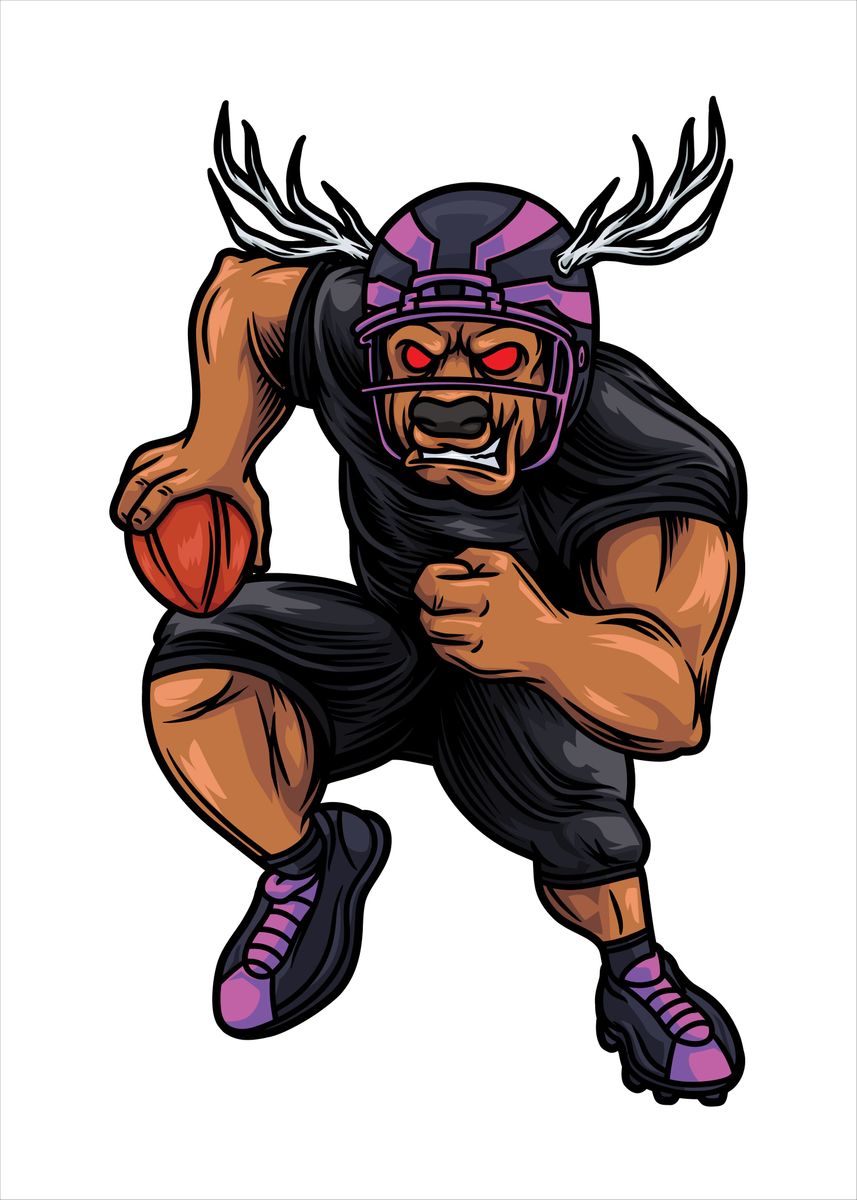 'Deer American Football' Poster, picture, metal print, paint by hendra ...