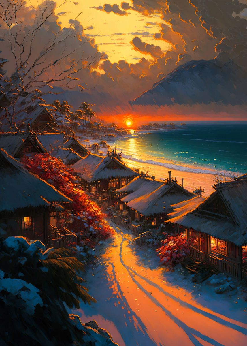 'Ocean Sunset' Poster, picture, metal print, paint by TESSERACT 07 ...