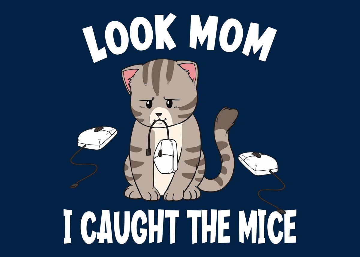 'Funny Cat Computer Mouse' Poster by PiolettaArt | Displate