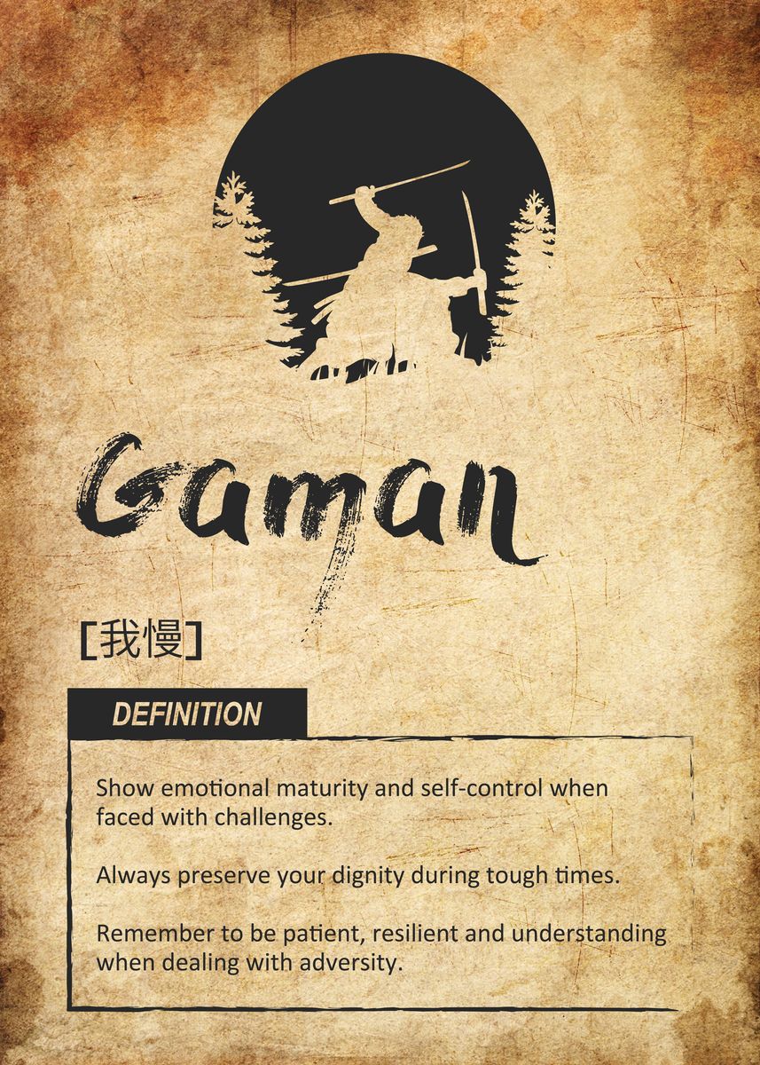 'Gaman' Poster, picture, metal print, paint by CHAN | Displate