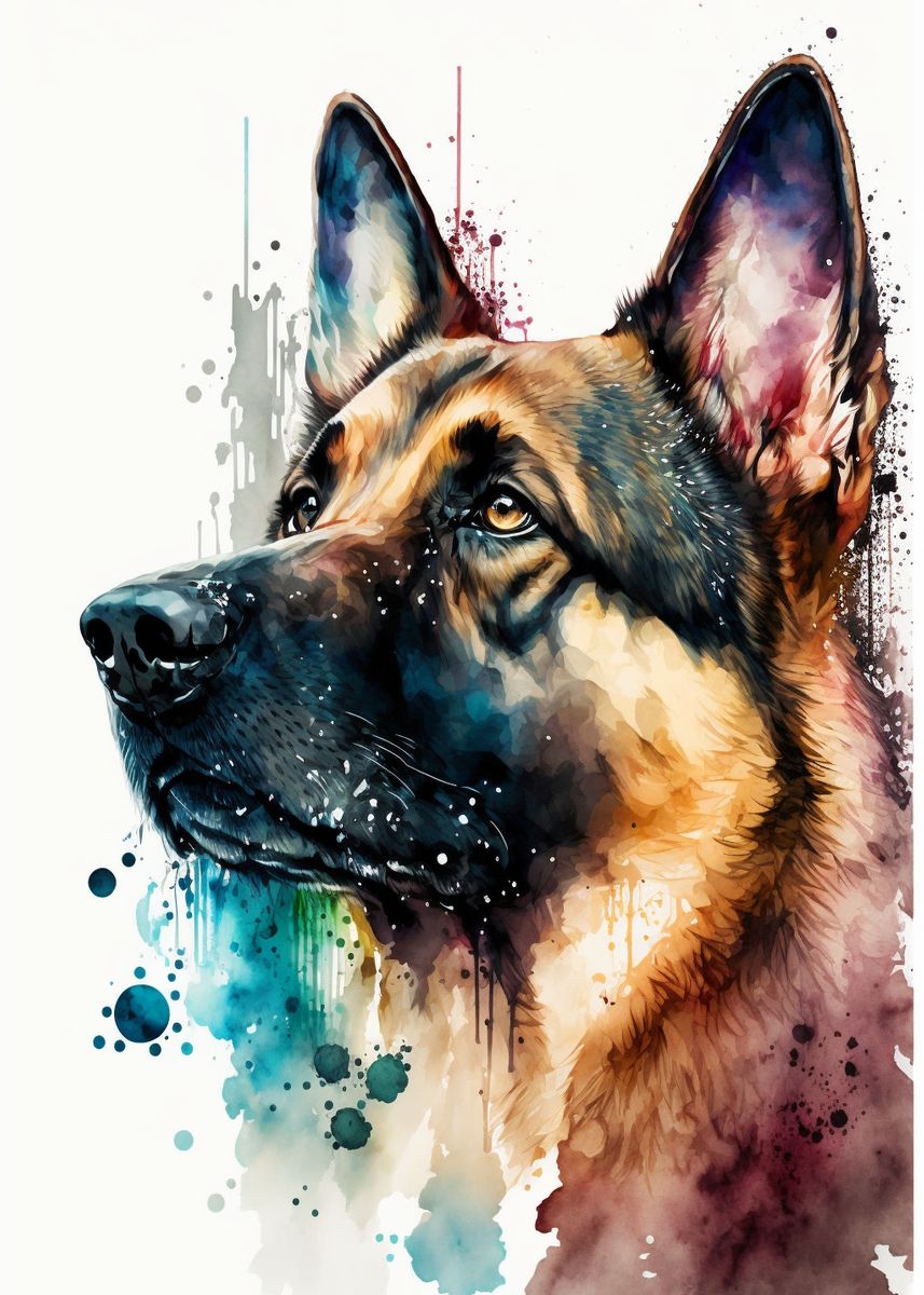 'German Shepherd' Poster, picture, metal print, paint by ...