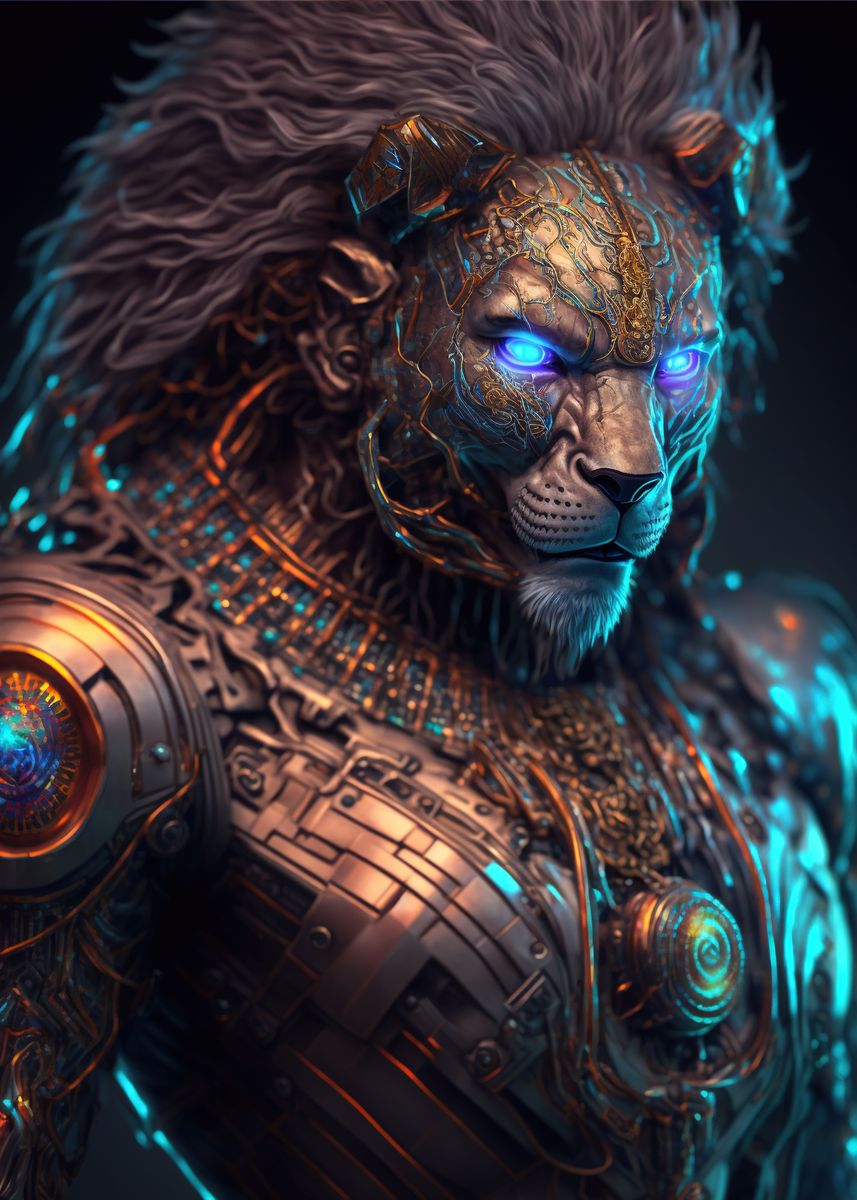 'Future Lion' Poster, picture, metal print, paint by Sunrise Game ...